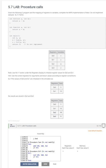 Solved 5.7 LAB: Procedure calls Given the following program | Chegg.com