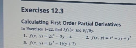 Solved Exercises 12.3Calculating First Order Partial | Chegg.com
