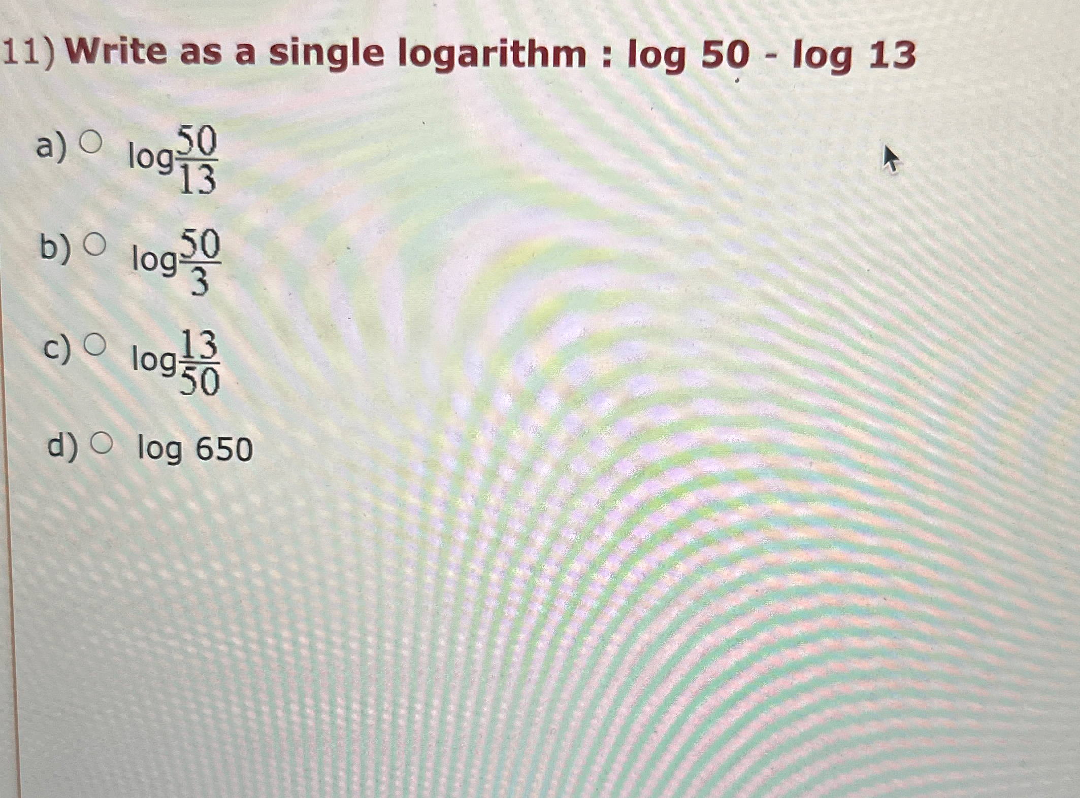 Solved Write as a single logarithm : | Chegg.com
