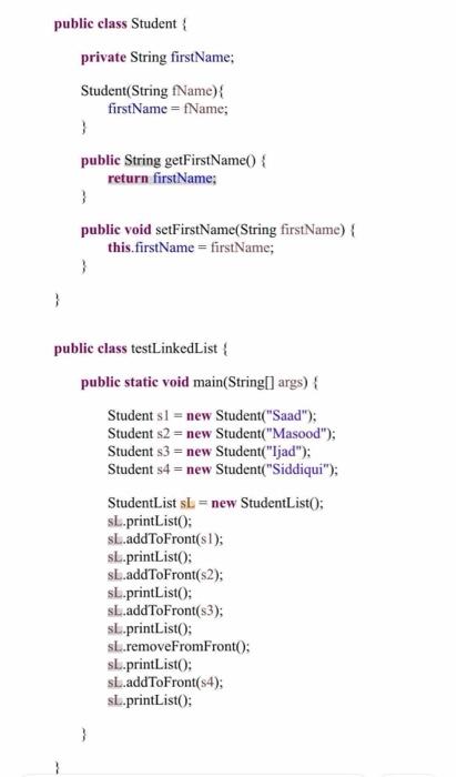 Solved public class Student private String firstName; | Chegg.com