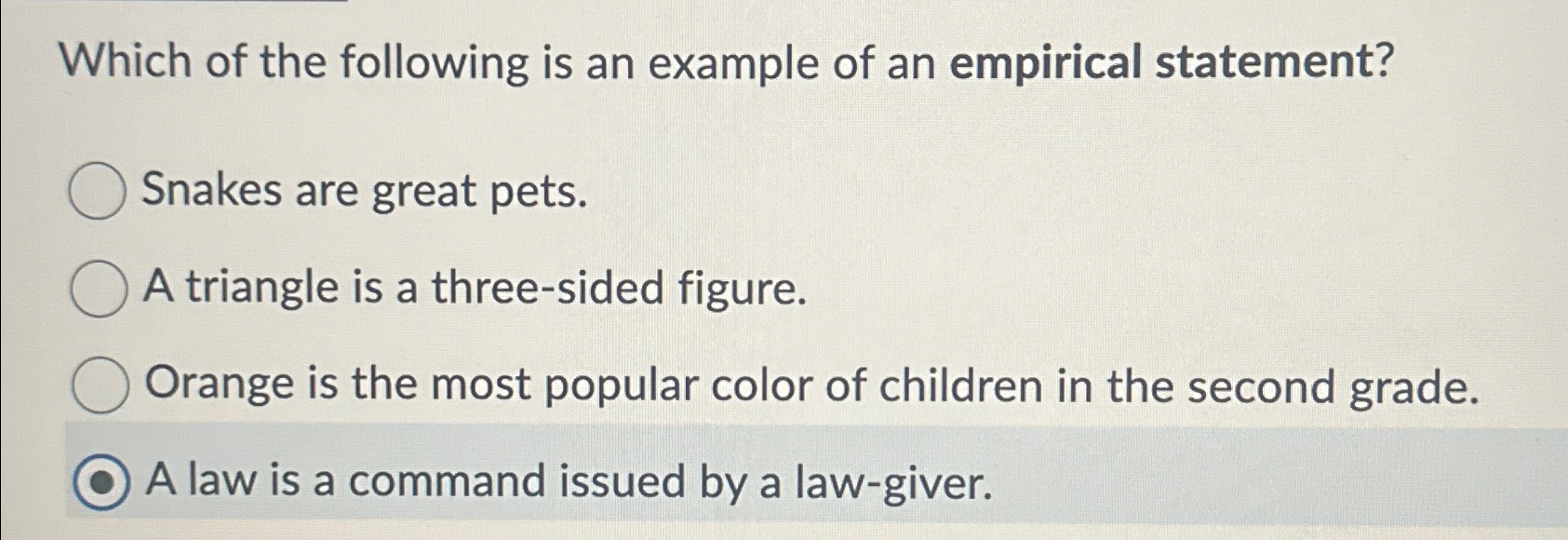 Solved Which of the following is an example of an empirical | Chegg.com