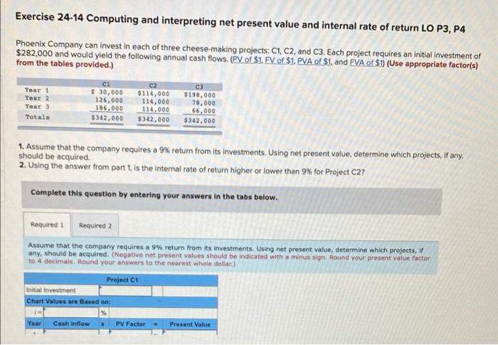 Solved Exercise 24-14 Computing and interpreting net present | Chegg.com