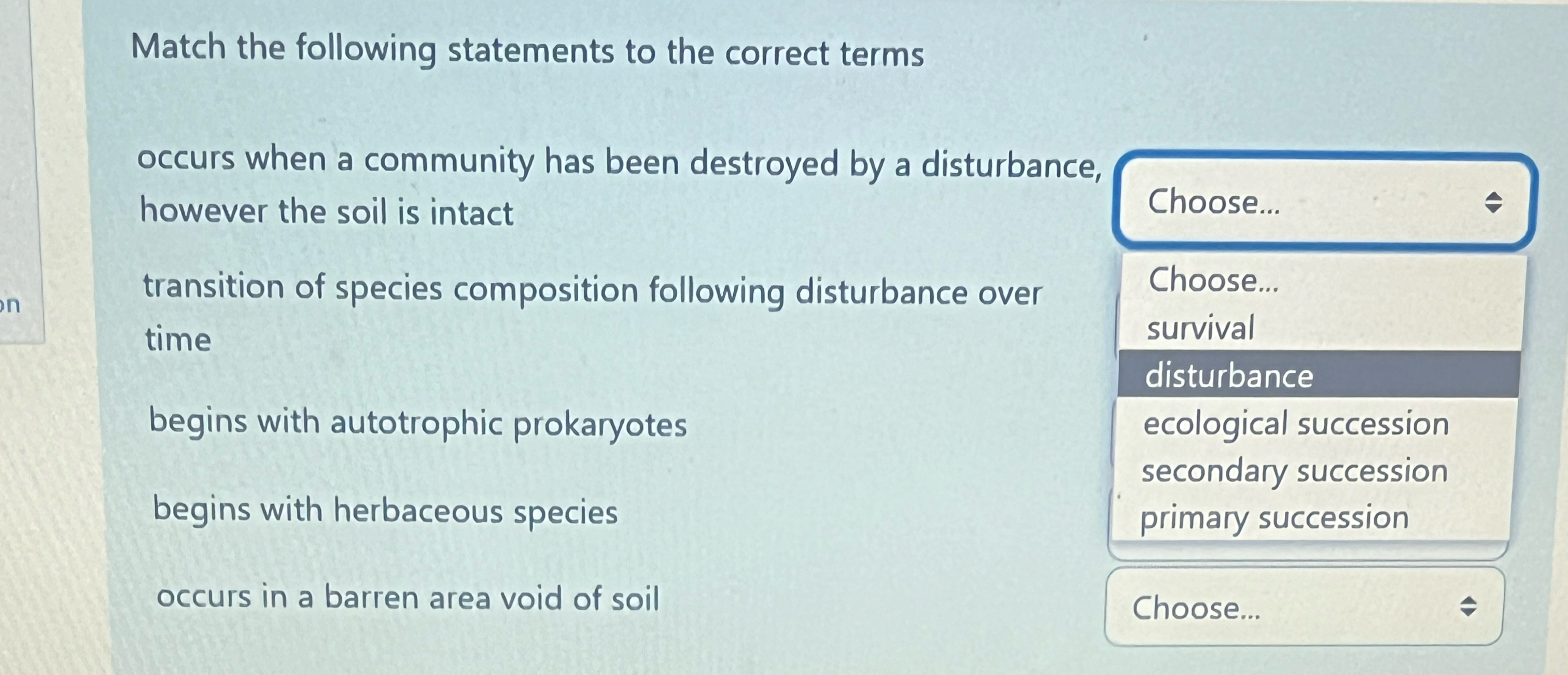 Solved Match the following statements to the correct | Chegg.com