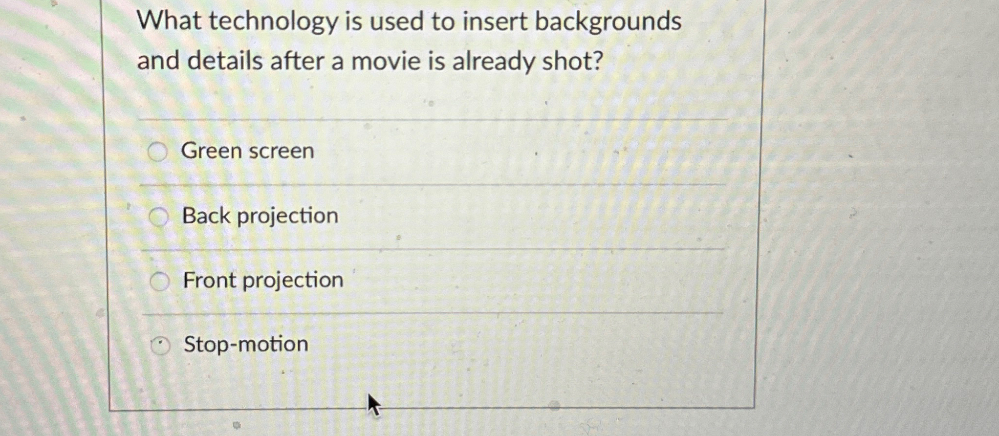 Solved What technology is used to insert backgrounds and | Chegg.com