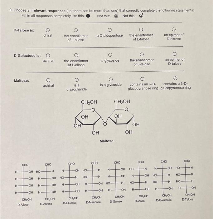 Solved 9. Choose all relevant responses (i.e. there can be | Chegg.com