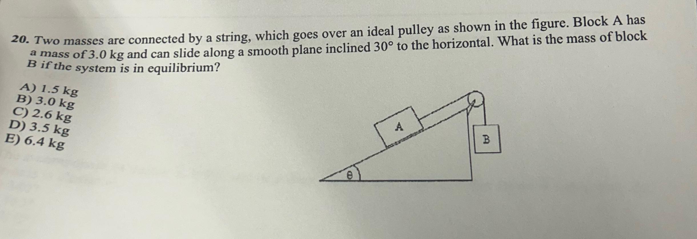 Solved Two masses are connected by a string, which goes over | Chegg.com