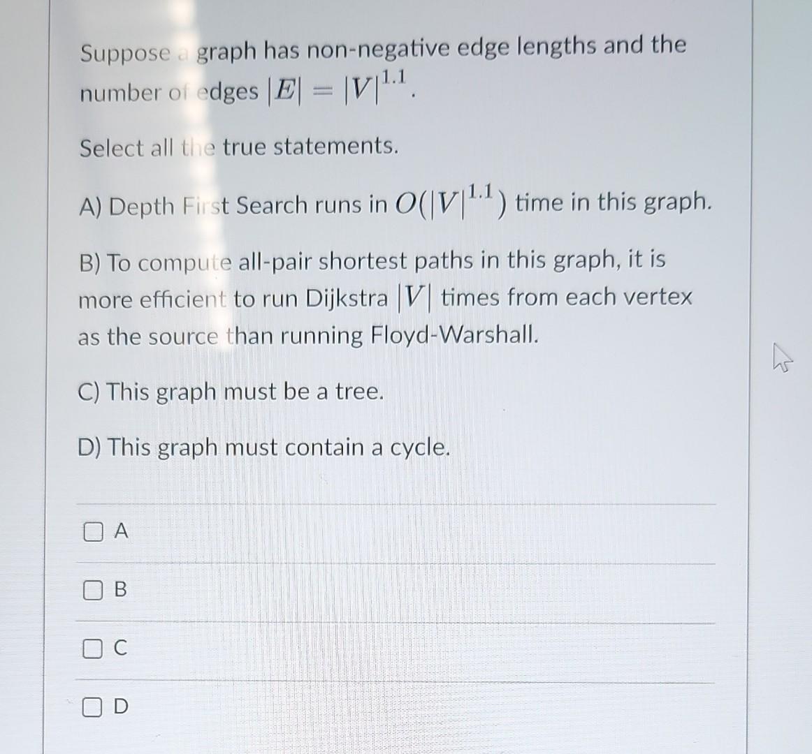 Solved Suppose graph has non-negative edge lengths and the | Chegg.com