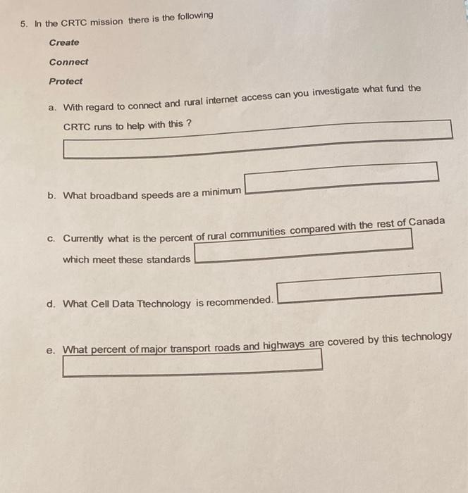 5. In the CRTC mission there is the following Create | Chegg.com