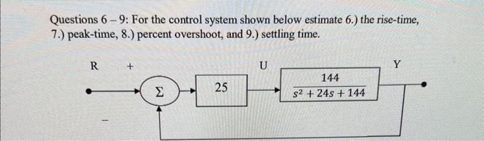 Solved Questions 6 -9: For the control system shown below | Chegg.com