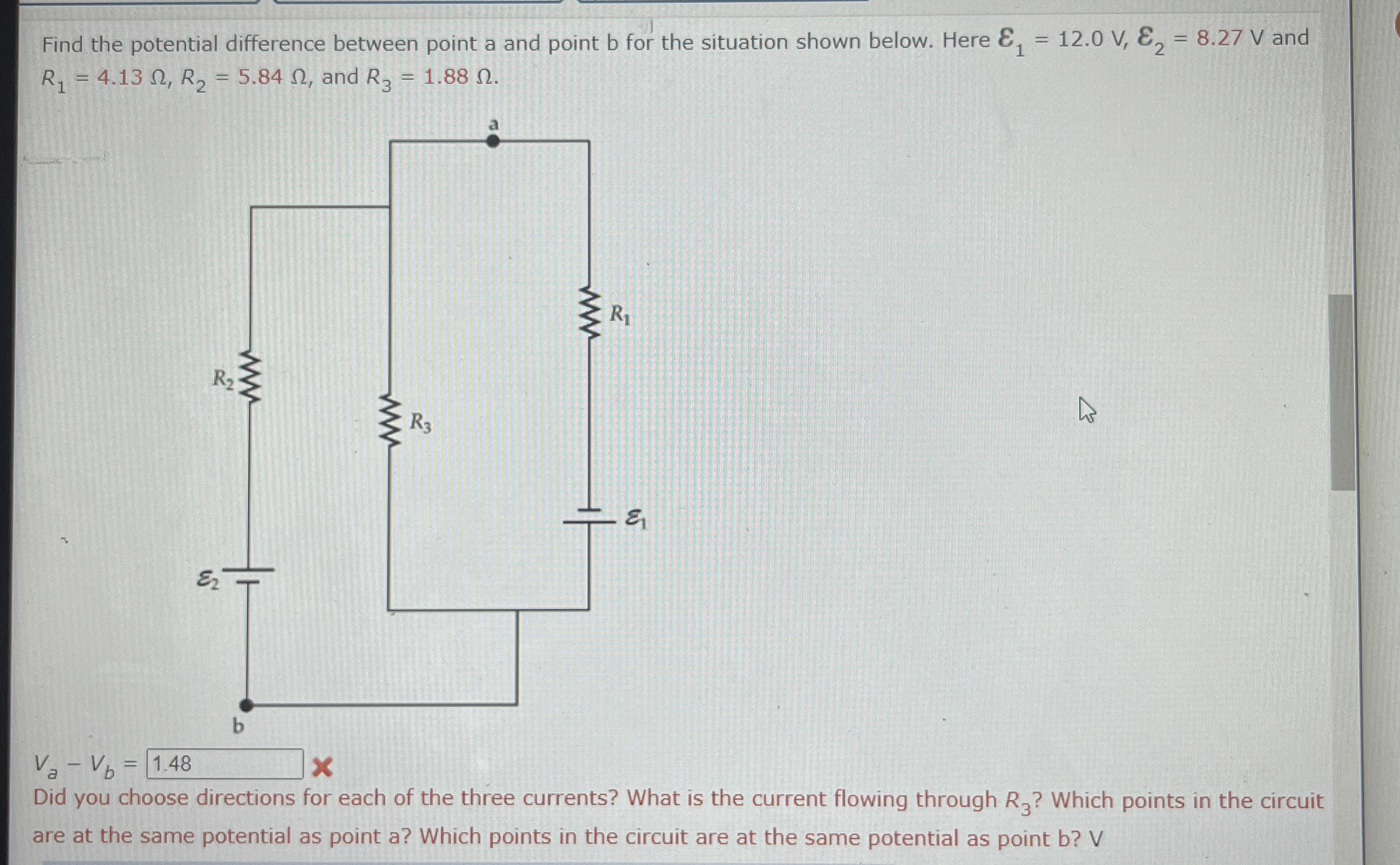 Solved Find the potential difference between point a and | Chegg.com