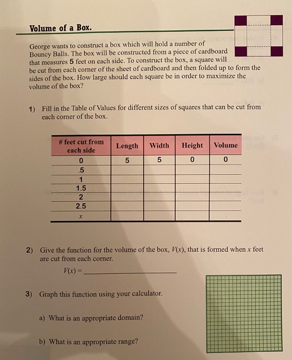 Solved Volume of a Box. George wants to construct a box | Chegg.com