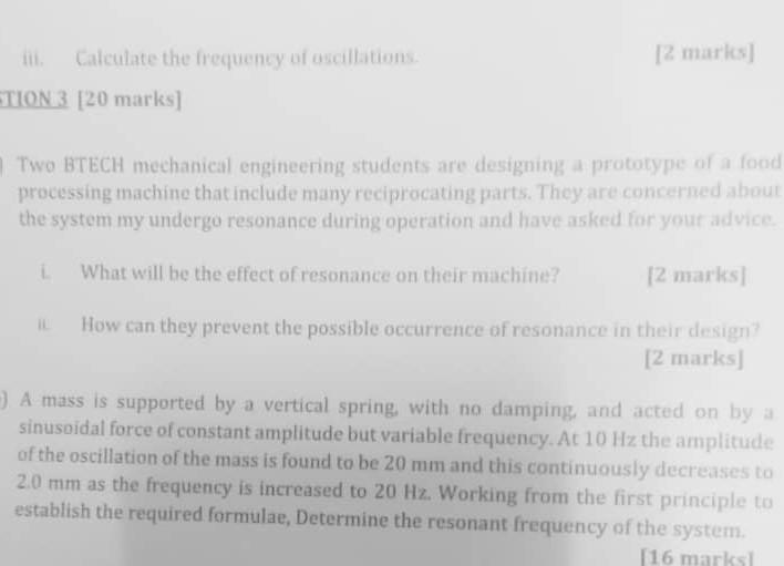 Solved [2 marks] Calculate the frequency of oscillations | Chegg.com