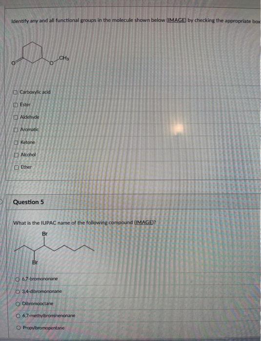 Solved Identify any and all functional groups in the | Chegg.com