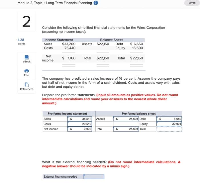 Solved Module 2, Topic 1: Long-Term Financial Planning i | Chegg.com