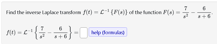 Solved Find the inverse Laplace transform f(t)=L-1{F(s)} of | Chegg.com