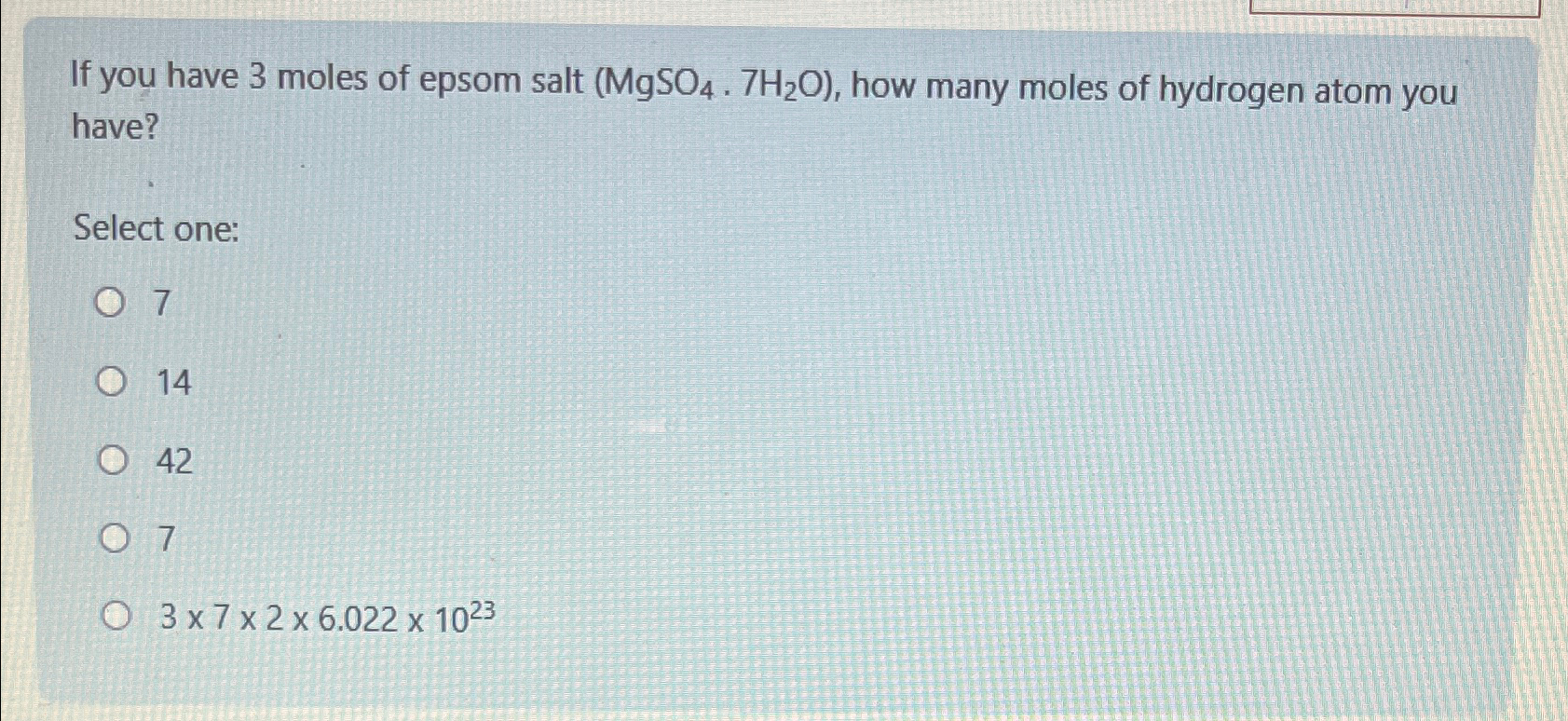 Solved If you have 3 ﻿moles of epsom salt (MgSO4*7H2O), ﻿how | Chegg.com