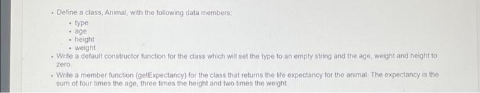 Solved python- Define a class, Animal, with the following | Chegg.com
