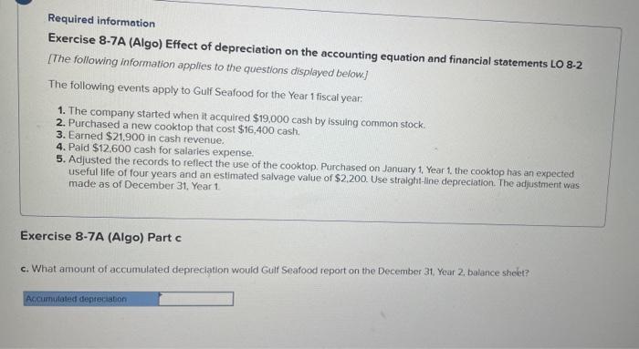 Solved Required information Exercise 8-7A (Algo) Effect of | Chegg.com