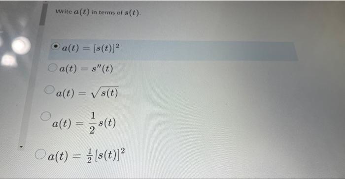 Solved Suppose the function s(t) gives the position of an | Chegg.com