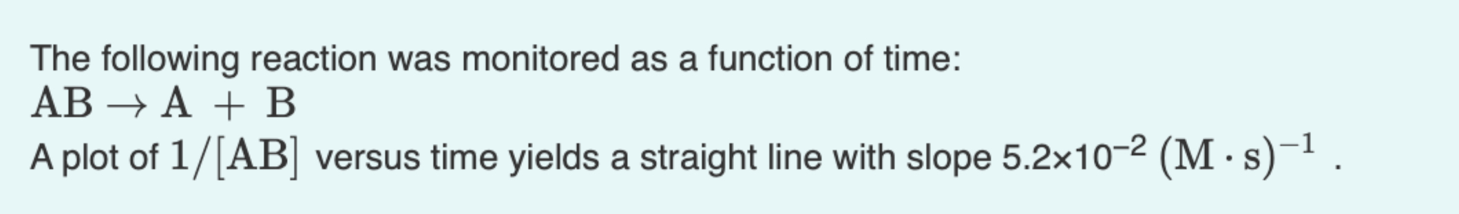 Solved The following reaction was monitored as a function of | Chegg.com