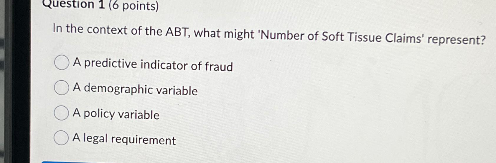 Solved Question 1 (6 points)In the context of the ABT, what | Chegg.com Solved Question 1 (6 points)In the context of the ABT, what | Chegg.com