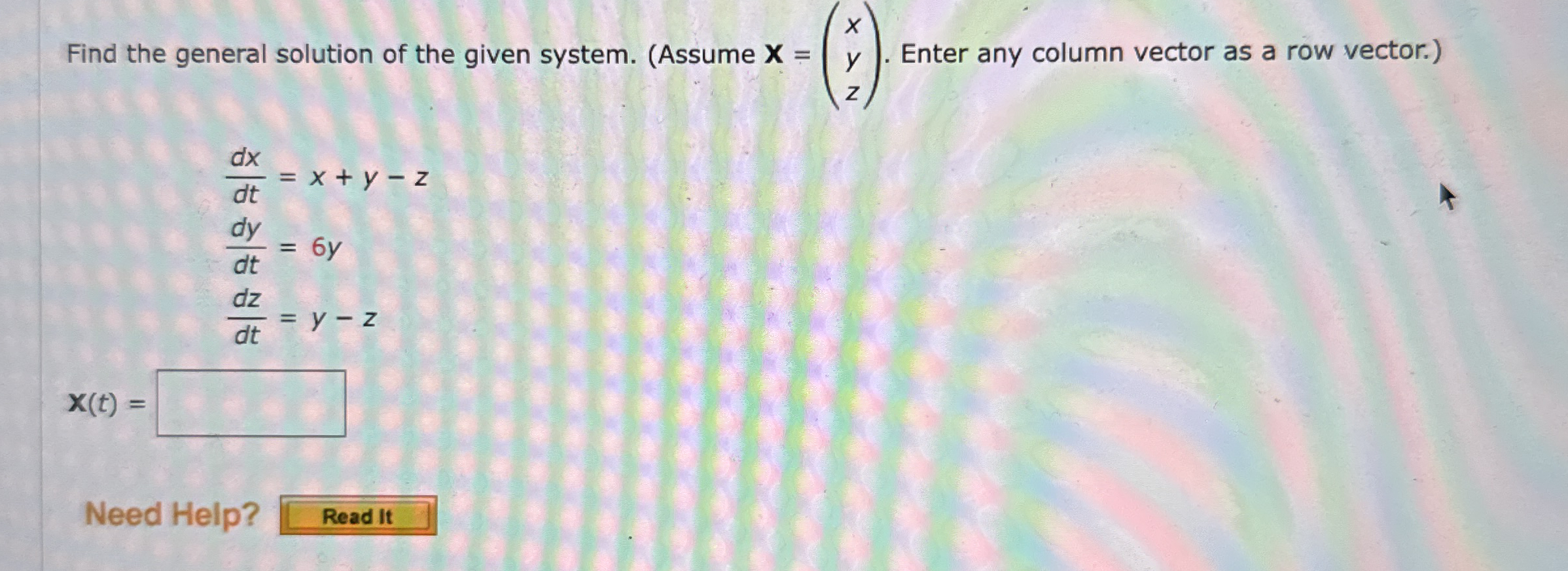 Solved Find the general solution of the given system. | Chegg.com