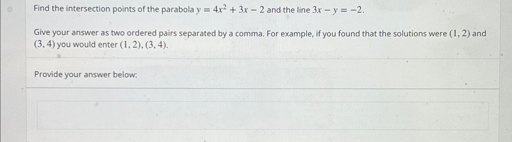 Solved Find the intersection points of the parabola | Chegg.com