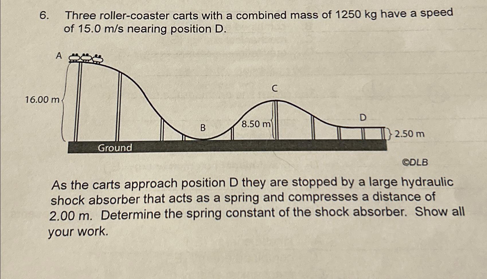 Solved Three roller-coaster carts with a combined mass of | Chegg.com