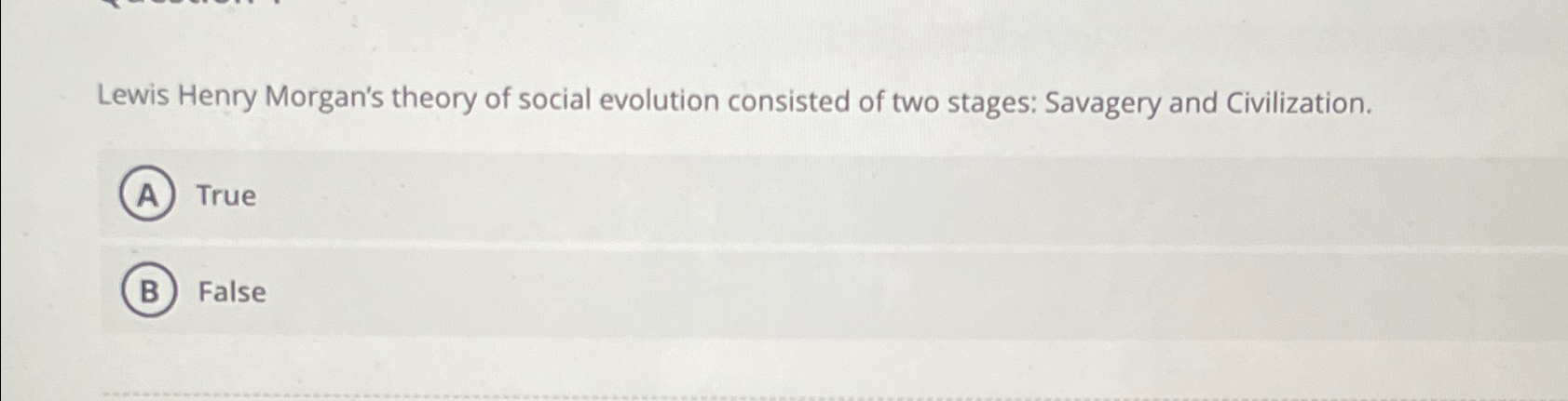 Solved Lewis Henry Morgan's theory of social evolution | Chegg.com