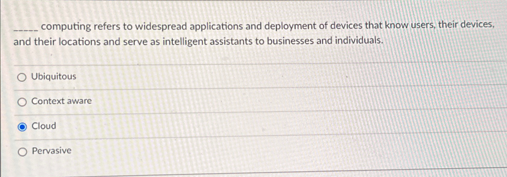Solved computing refers to widespread applications and | Chegg.com