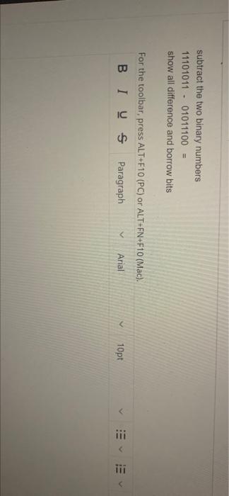 Solved subtract the two binary numbers 11101011 - 01011100 = | Chegg.com