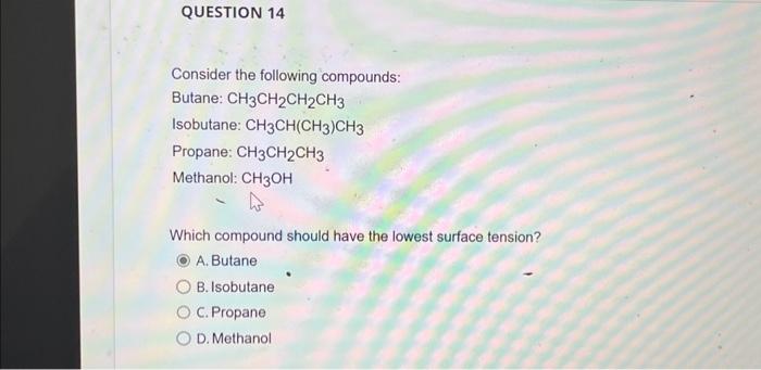 Solved Consider the following compounds: Butane: | Chegg.com