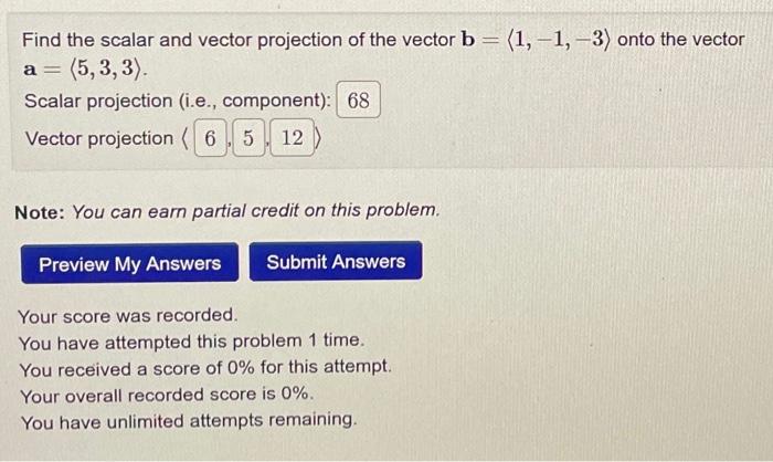 Solved Find the scalar and vector projection of the vector b | Chegg.com