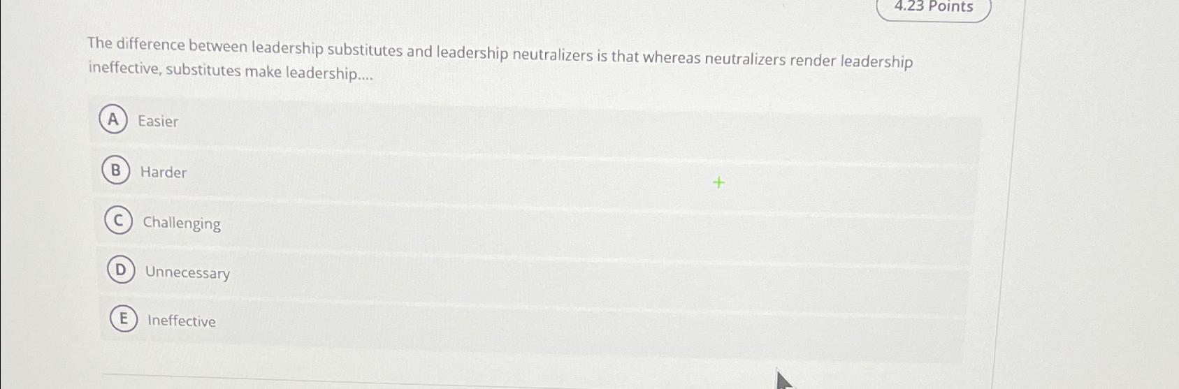 Solved 4.23 ﻿PointsThe difference between leadership | Chegg.com