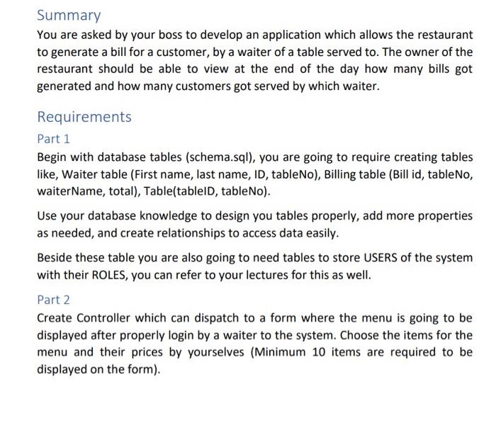 Solved Summary You are asked by your boss to develop an | Chegg.com