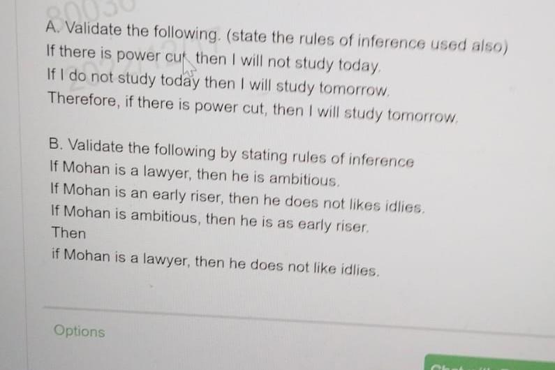 Solved A. Validate the following. (state the rules of | Chegg.com