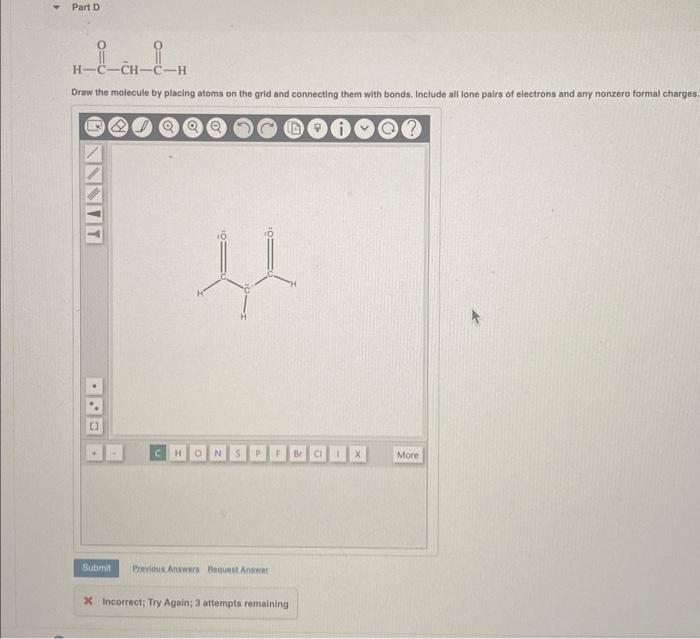 Solved Part D Draw The Molecule By Placing Atoms On The Grid