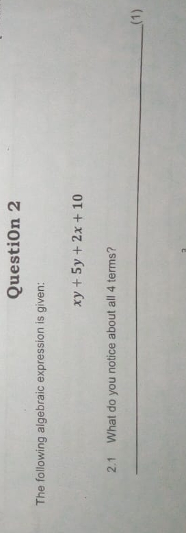 Solved Question 2The following algebraic expression is | Chegg.com