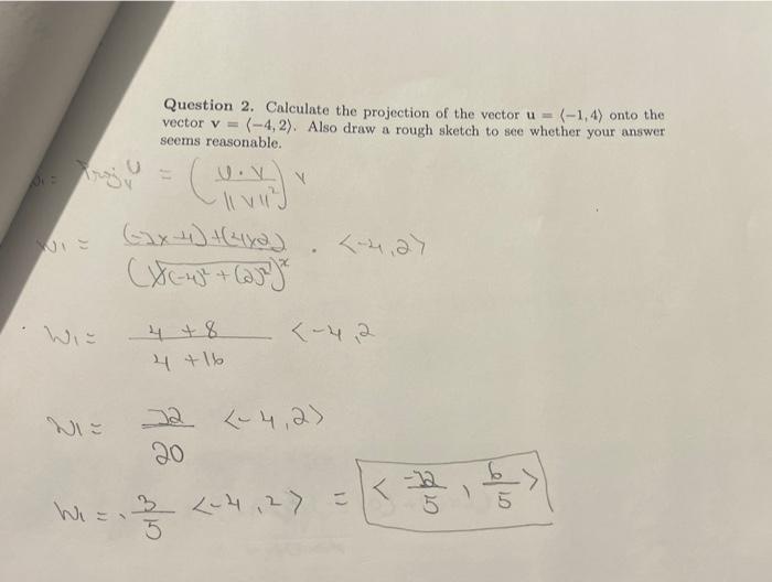 Question 2. Calculate the projection of the vector | Chegg.com