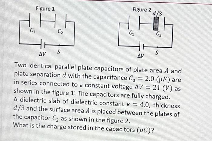 Solved Two identical parallel plate capacitors of plate area | Chegg.com