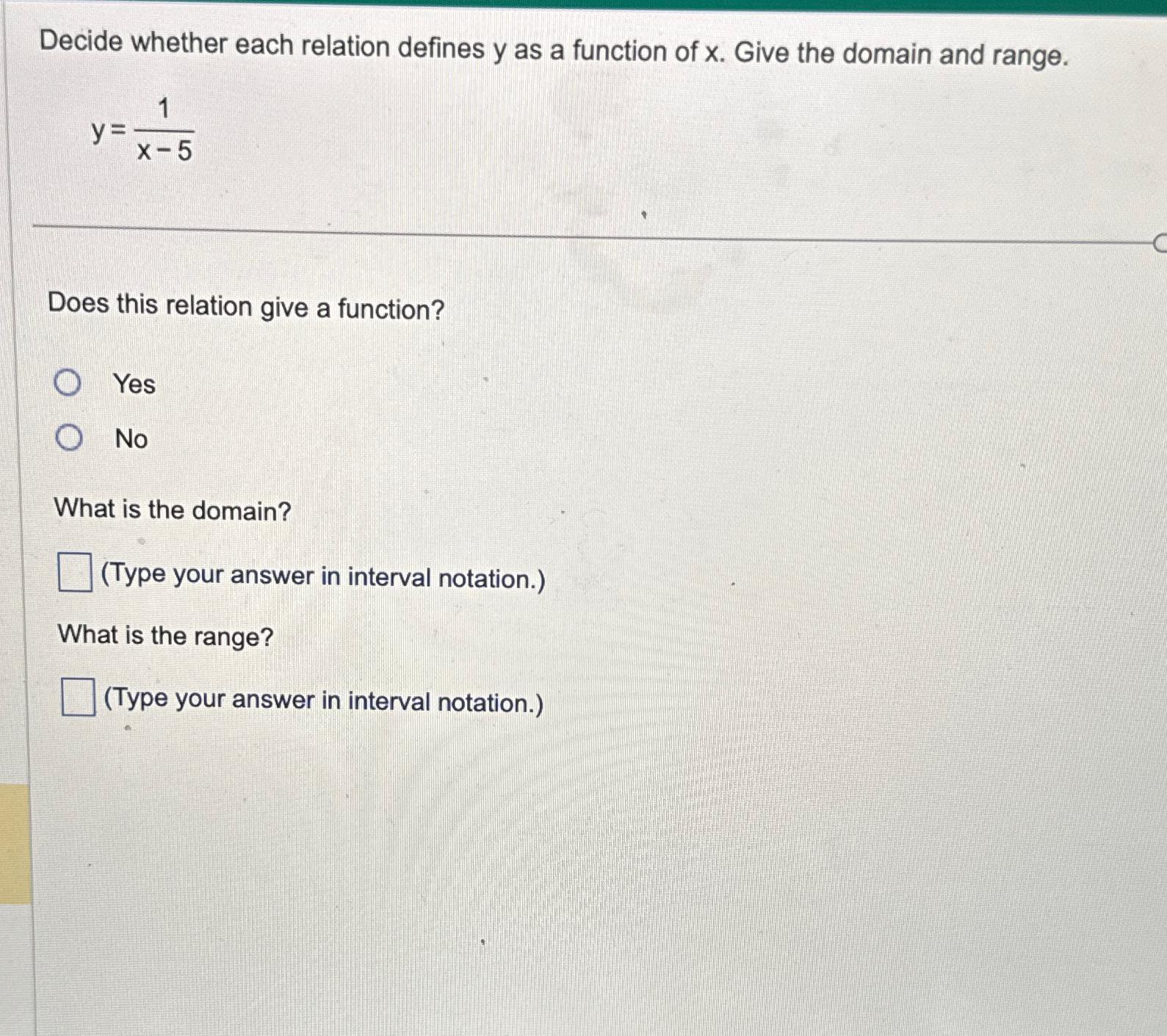 Solved Decide Whether Each Relation Defines Y ﻿as A Function