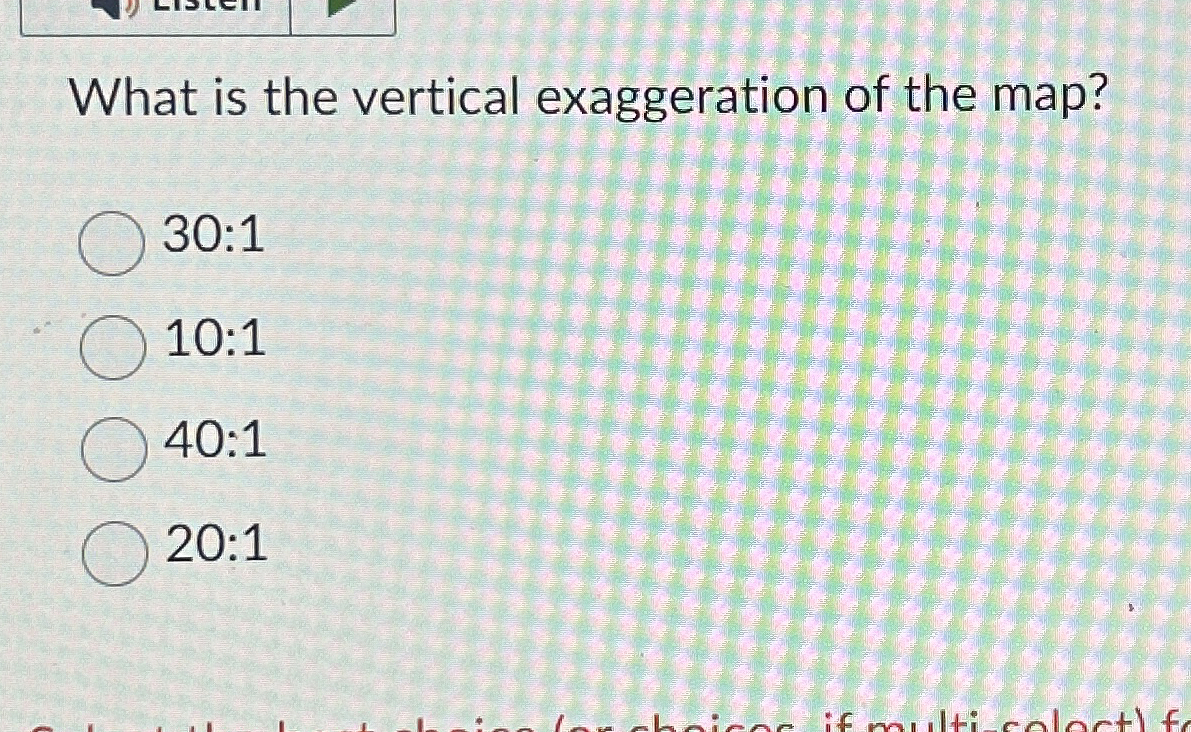 Solved What is the vertical exaggeration of the | Chegg.com