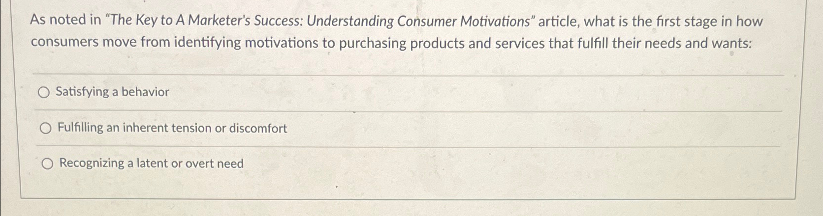 Solved As noted in "The Key to A Marketer's Success: | Chegg.com