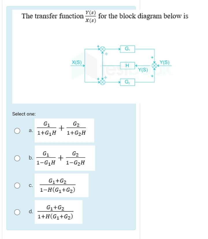 Solved The transfer function Y(s)x(s) ﻿for the block diagram | Chegg.com