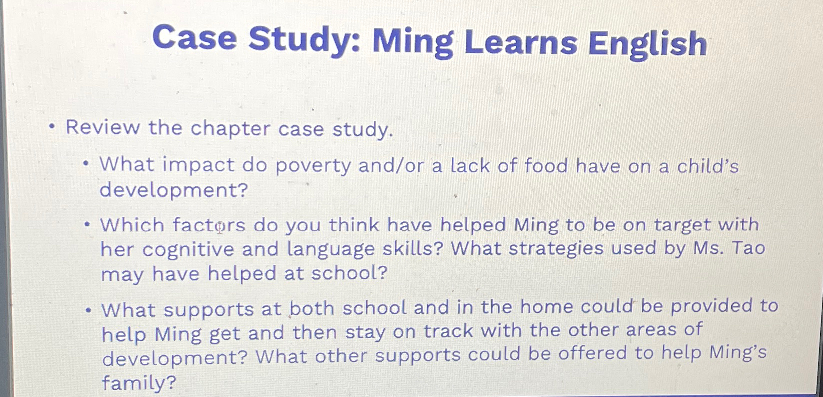 Solved Case Study: Ming Learns EnglishReview the chapter | Chegg.com
