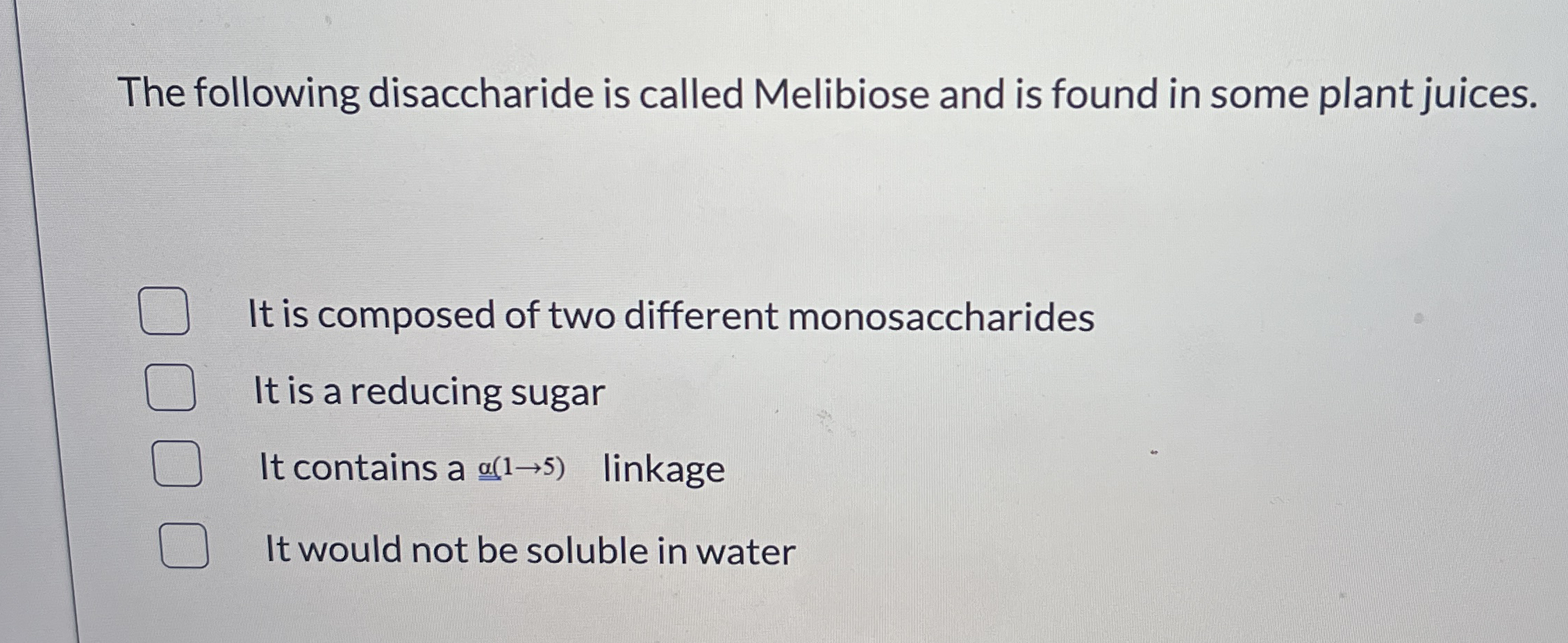 Solved The following disaccharide is called Melibiose and is | Chegg.com