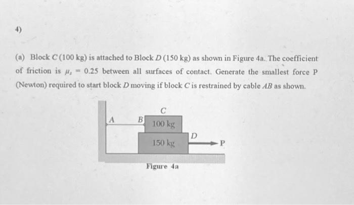 Solved (a) Block C(100 kg) is attached to Block D (150 kg) | Chegg.com