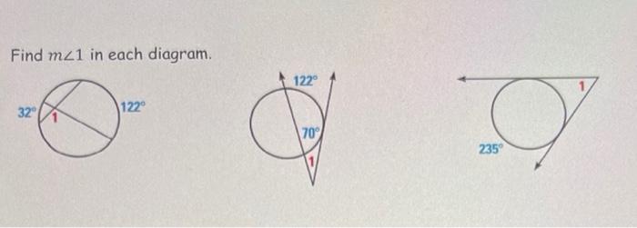 Solved Find m∠1 in each diagram. | Chegg.com