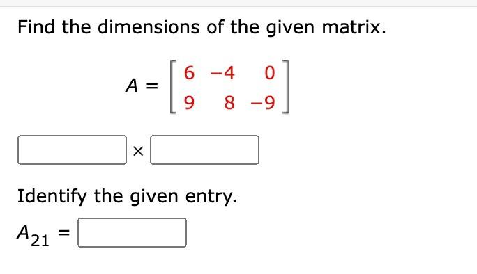 Solved Find the dimensions of the given matrix. | Chegg.com