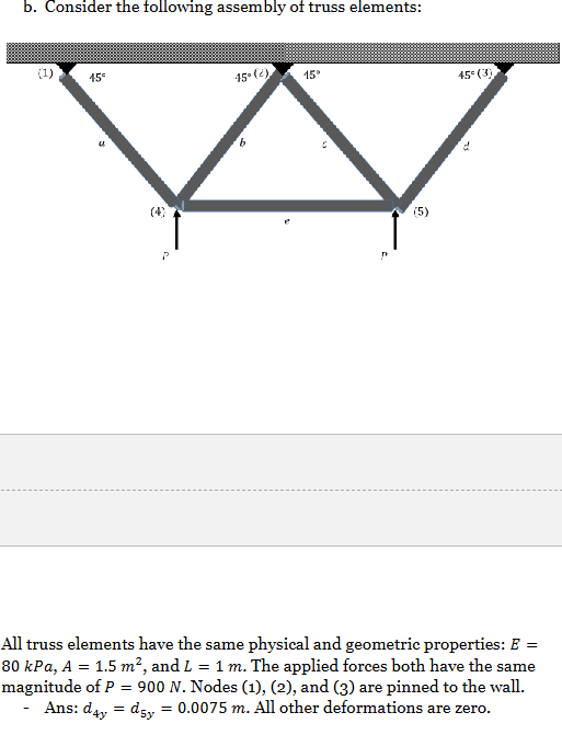 Solved (1)45°All truss elements have the same physical and | Chegg.com